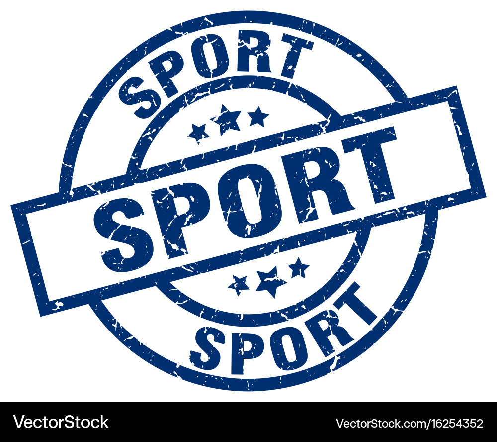 Sport blue round grunge stamp Royalty Free Vector Image