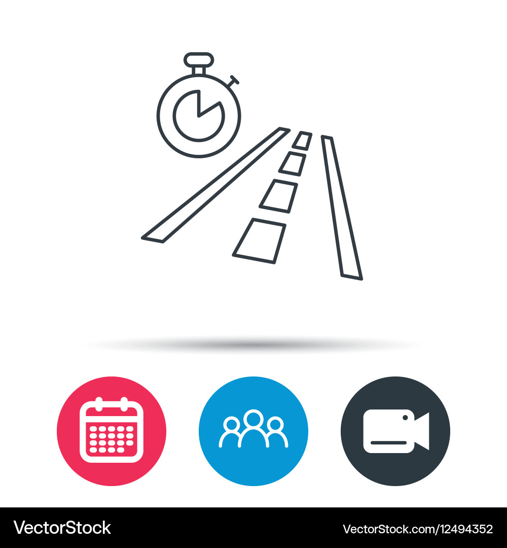 Travel time icon road with timer sign Royalty Free Vector