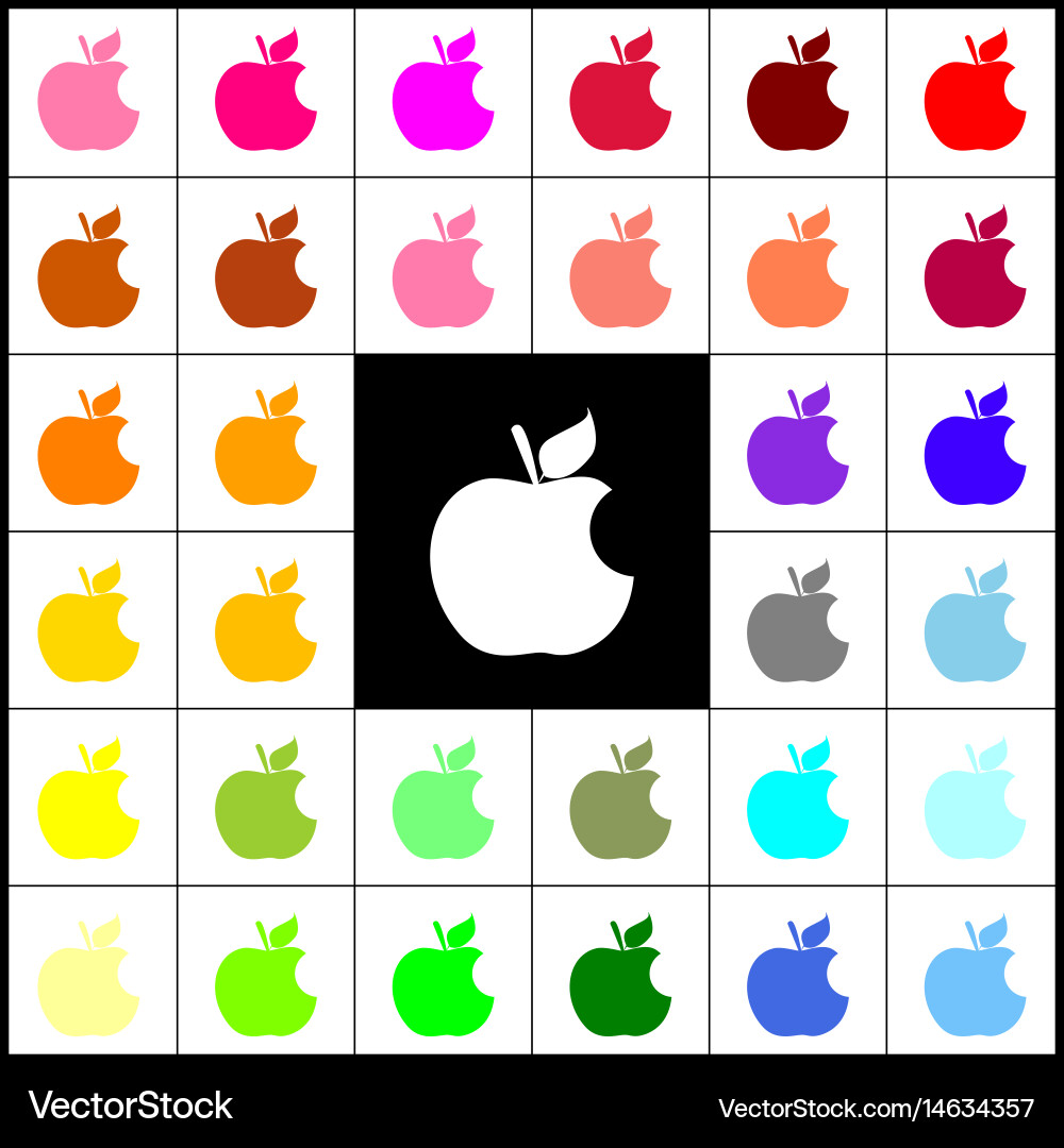 Bite apple sign felt-pen 33 colorful Royalty Free Vector