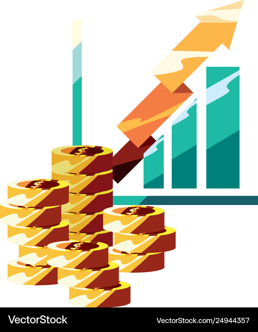 Business report coins stacked Royalty Free Vector Image