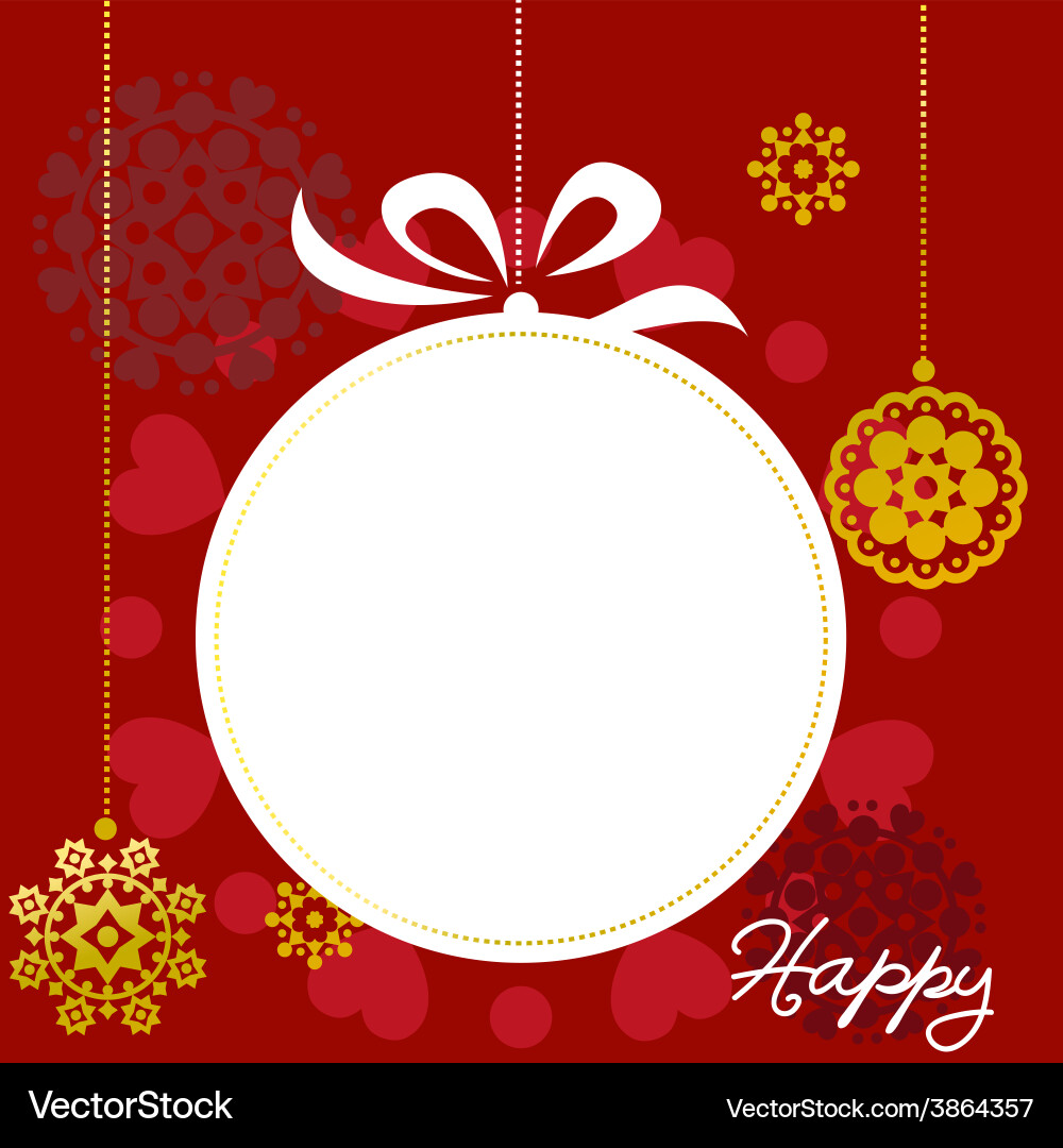 Christmas ball and red background card Royalty Free Vector
