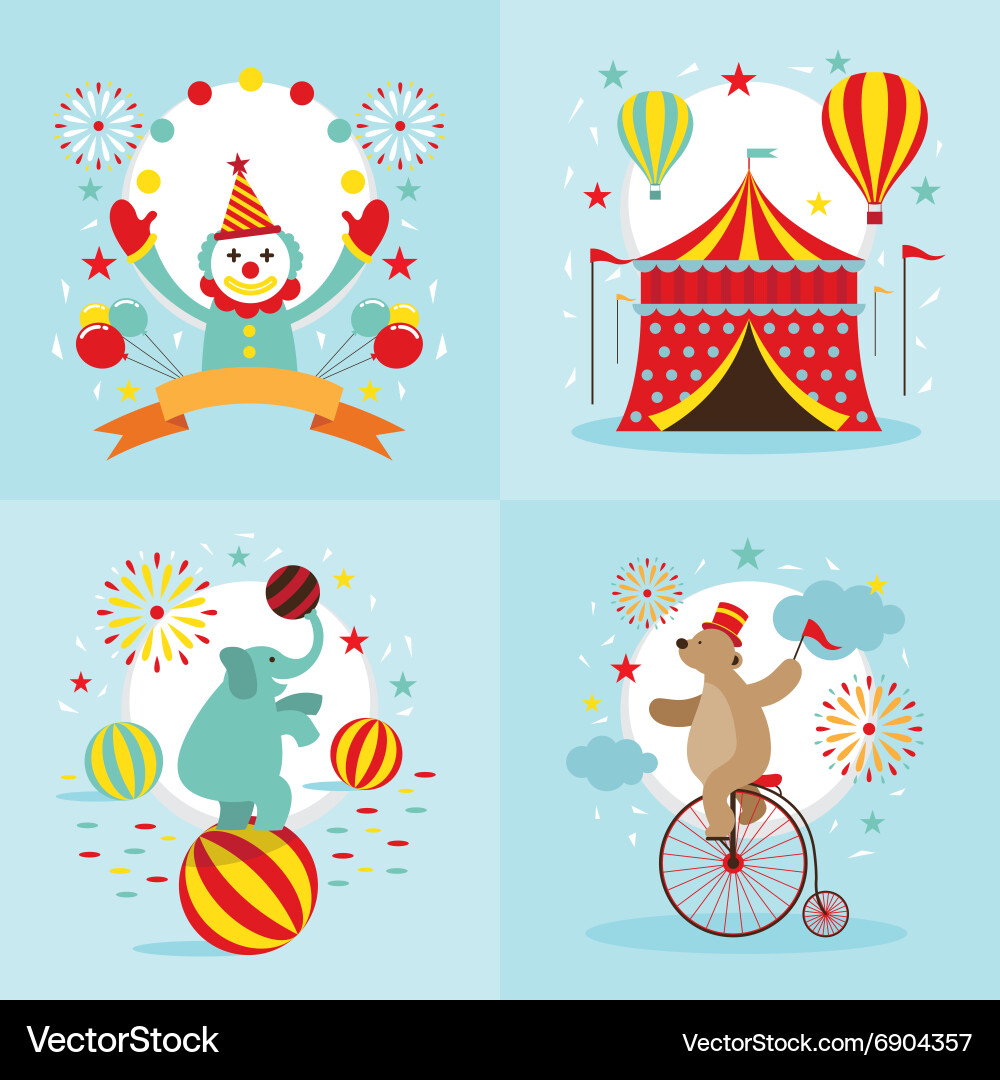 Circus Tent Clown Elephant Bear Show Royalty Free Vector