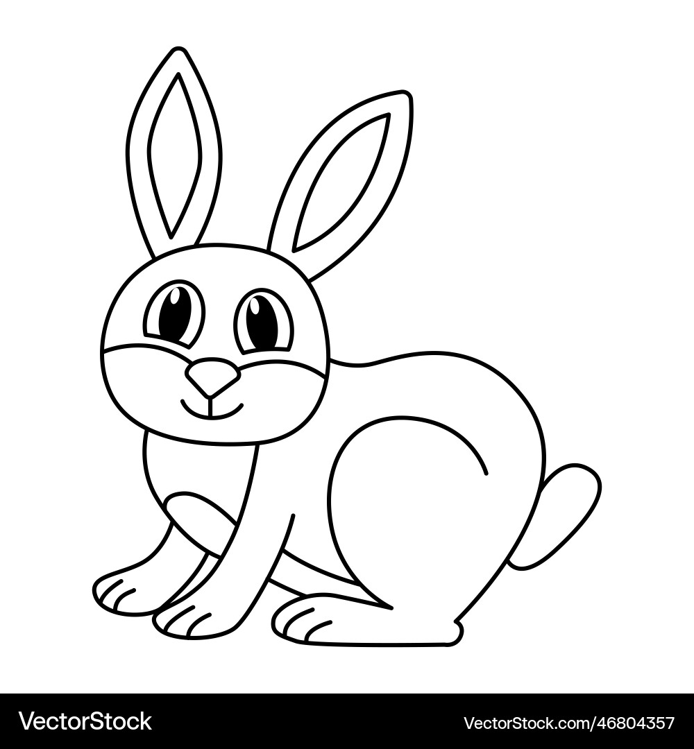 Cute rabbit cartoon coloring page for Royalty Free Vector