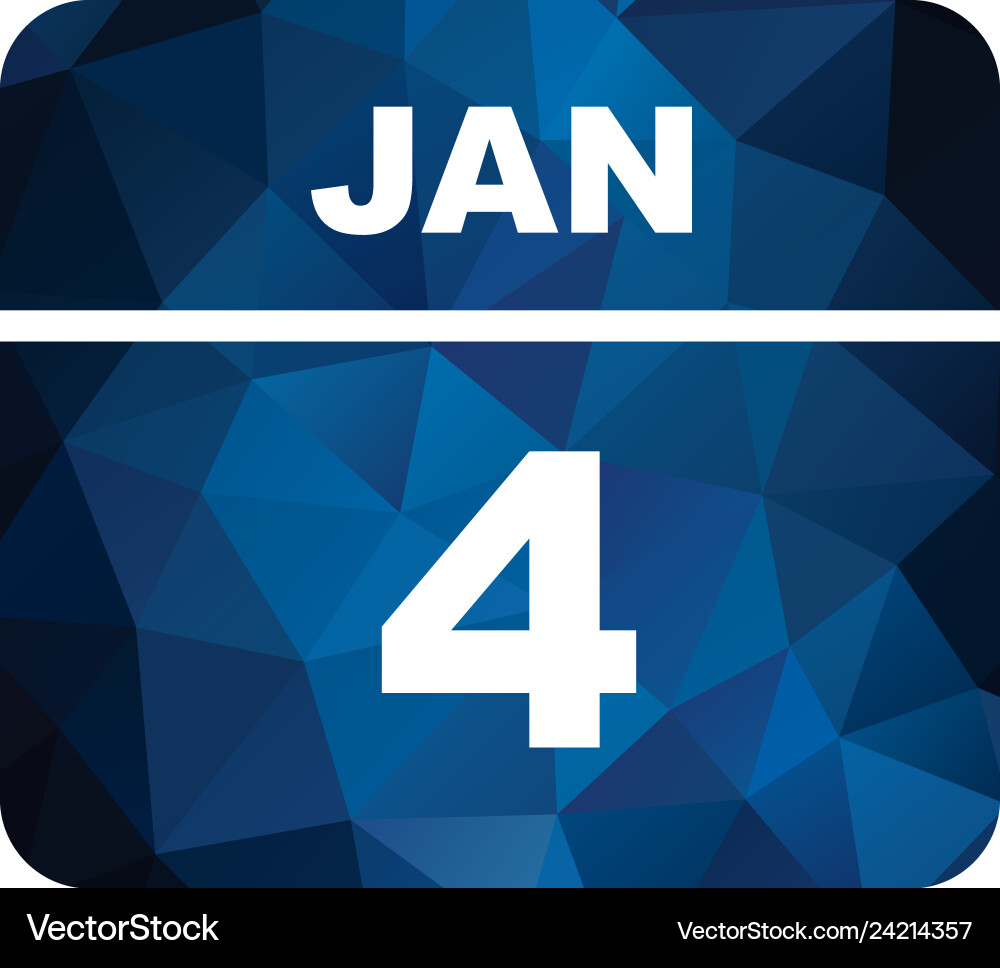 January 4th date on a single day calendar Vector Image