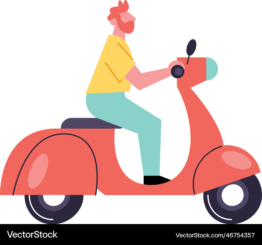 Man riding motor scooters for fun adventure Vector Image