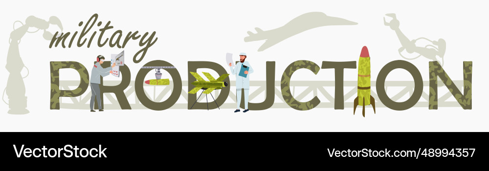 Military production banner Royalty Free Vector Image