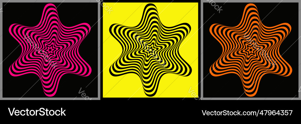 Optical illusion stars set Royalty Free Vector Image