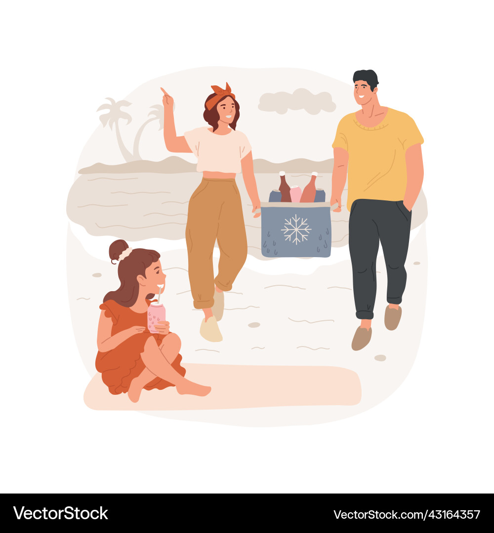 Picnic cooler box isolated cartoon Royalty Free Vector Image