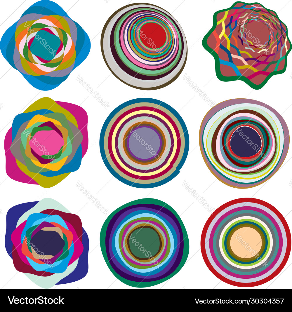 Set mottled multi color and colorful spiral Vector Image
