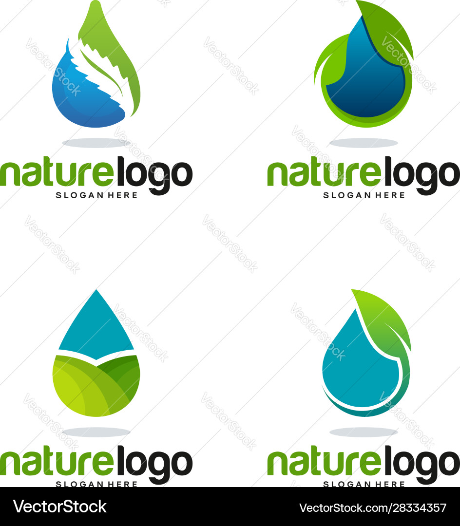 Set nature water logo template modern pure Vector Image
