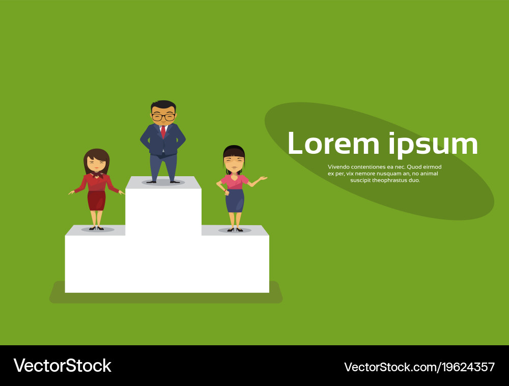 Successful business man standing on first place Vector Image