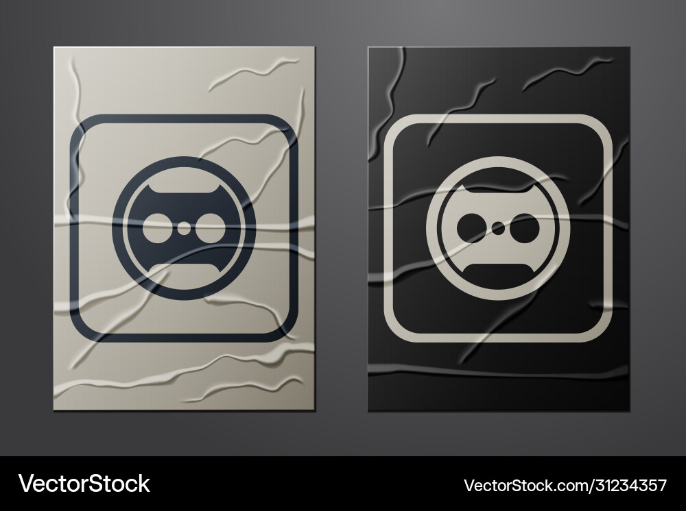 White electrical outlet icon isolated on crumpled Vector Image