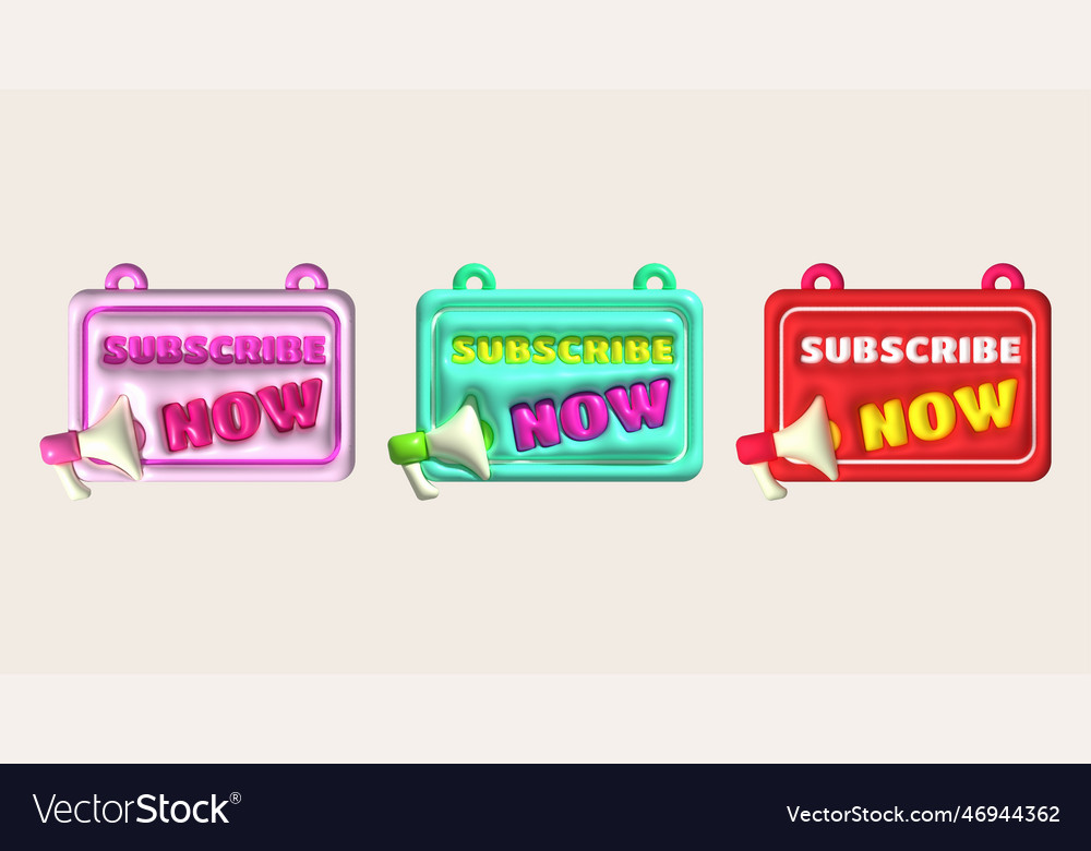 3d subscribe icon subscribe button element Vector Image