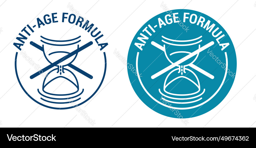Anti-age badge - strikethrough sand clock Vector Image