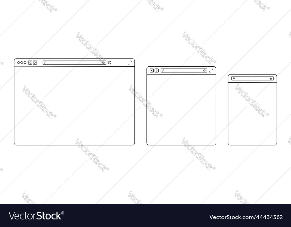 Browser window template in line design blank web Vector Image