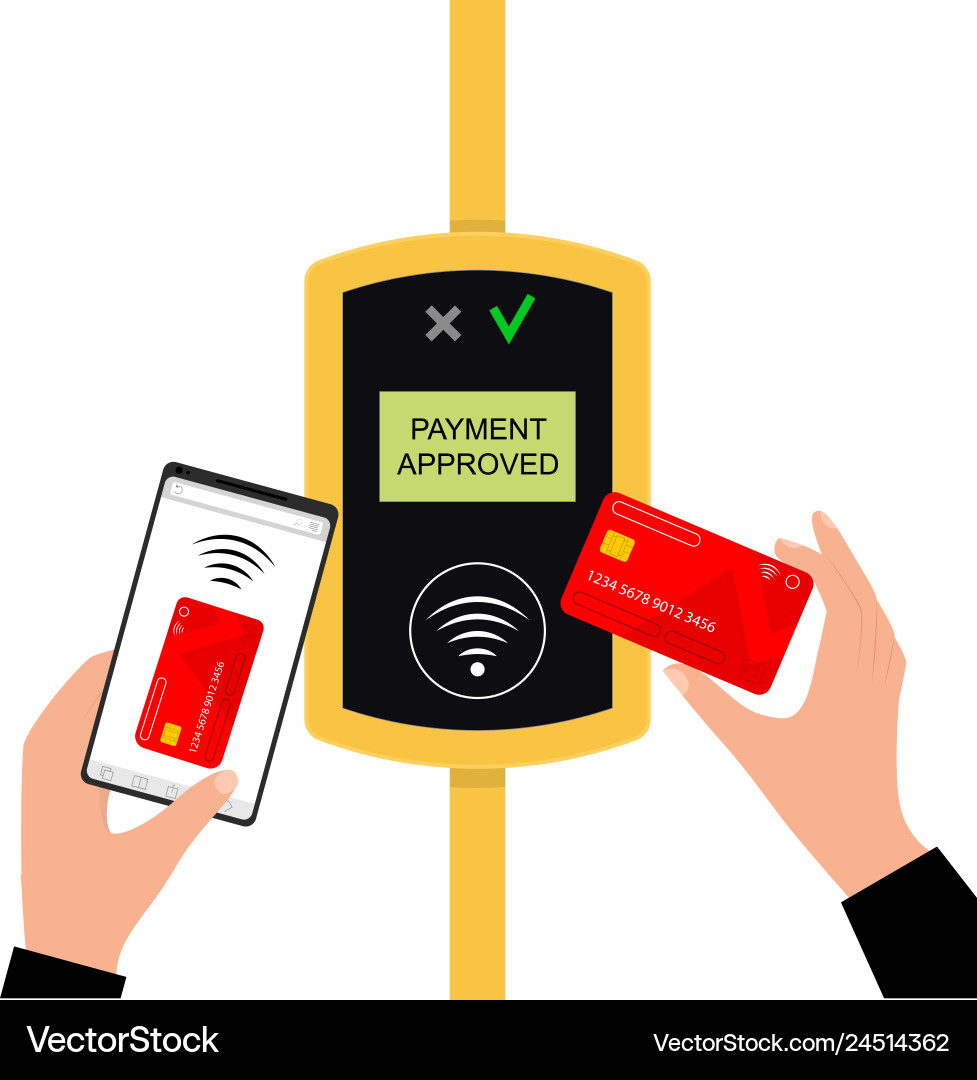 Cartoon color ticket validation and human hands Vector Image