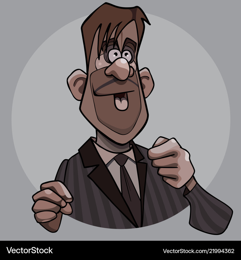 Cartoon man in a suit with tie is broadcasting Vector Image