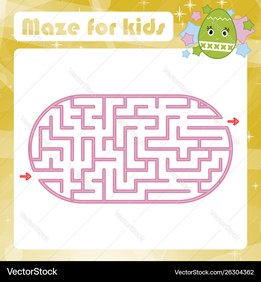 Color oval labyrinth kids worksheets activity Vector Image
