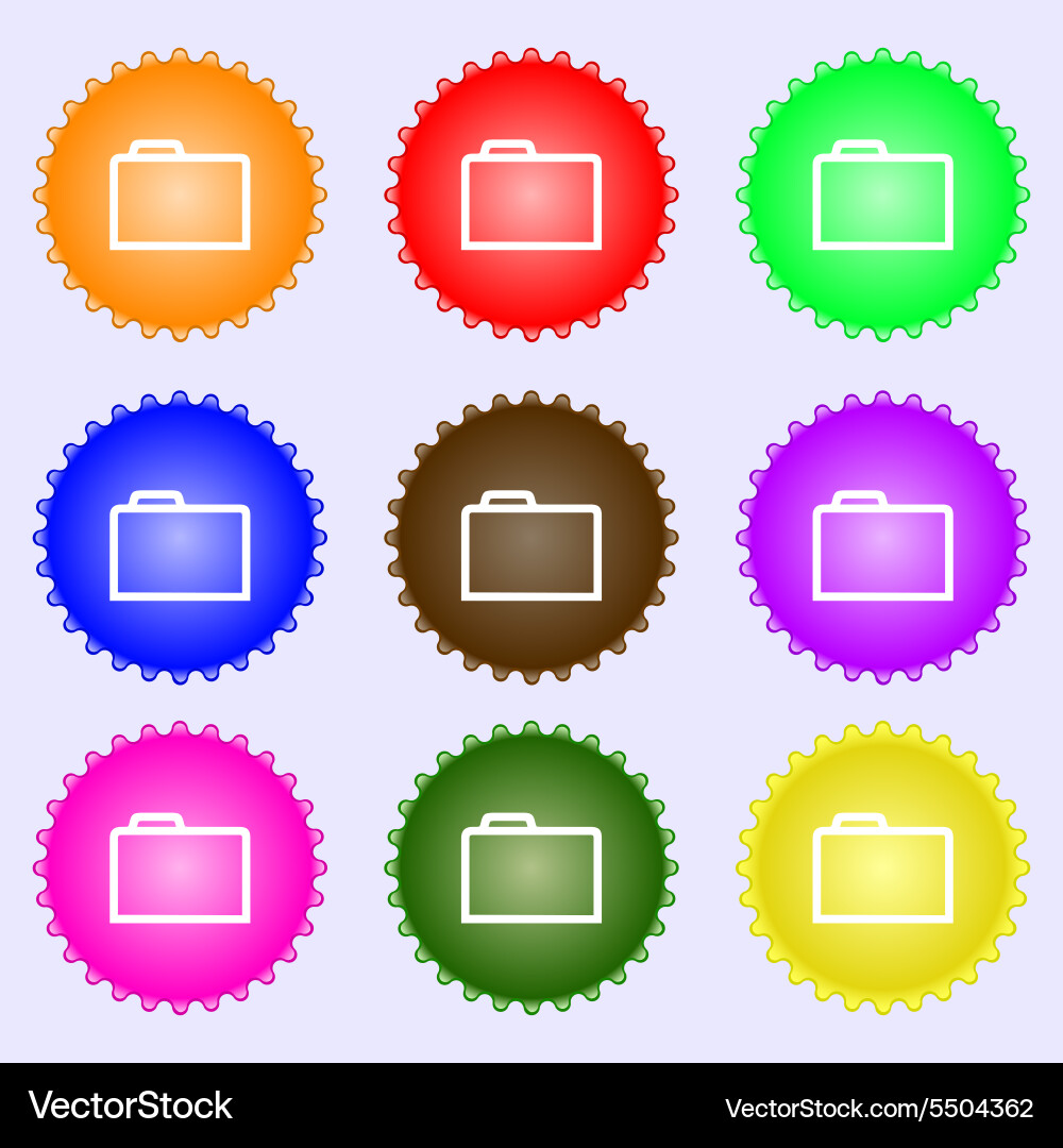 Folder icon sign a set of nine different colored Vector Image