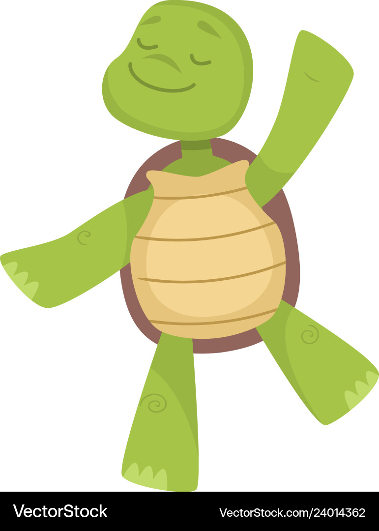 Front view of cute smiling green turtle standing Vector Image