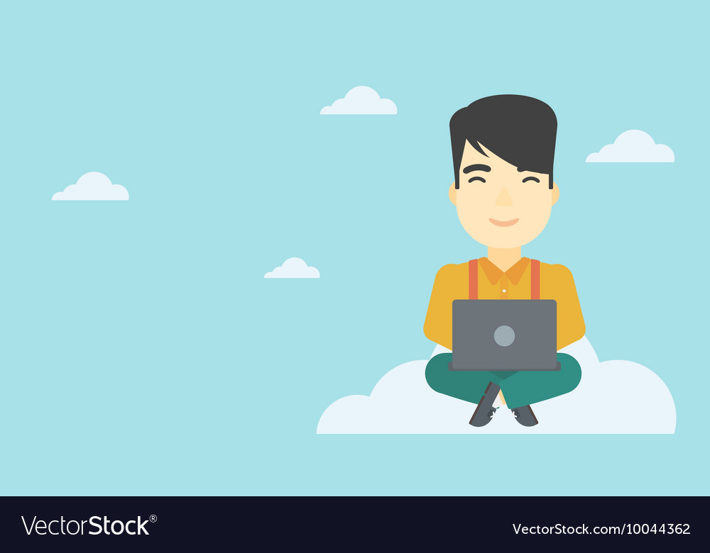 Man using cloud computing technology Royalty Free Vector