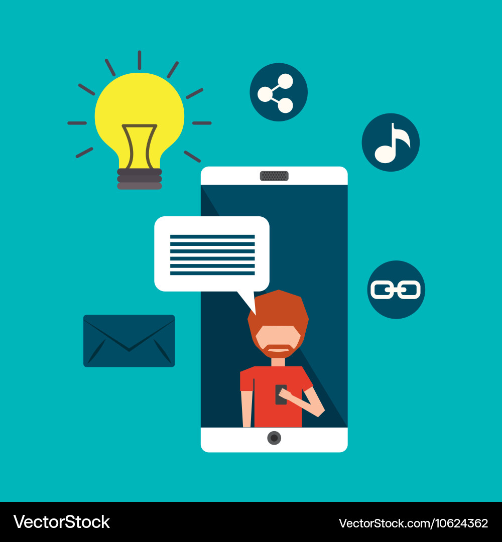 Mobile social media flat icons Royalty Free Vector Image