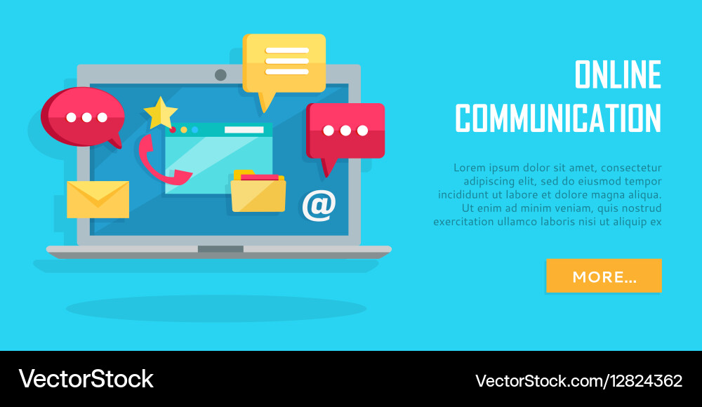 Online communication conceptual banner laptop Vector Image