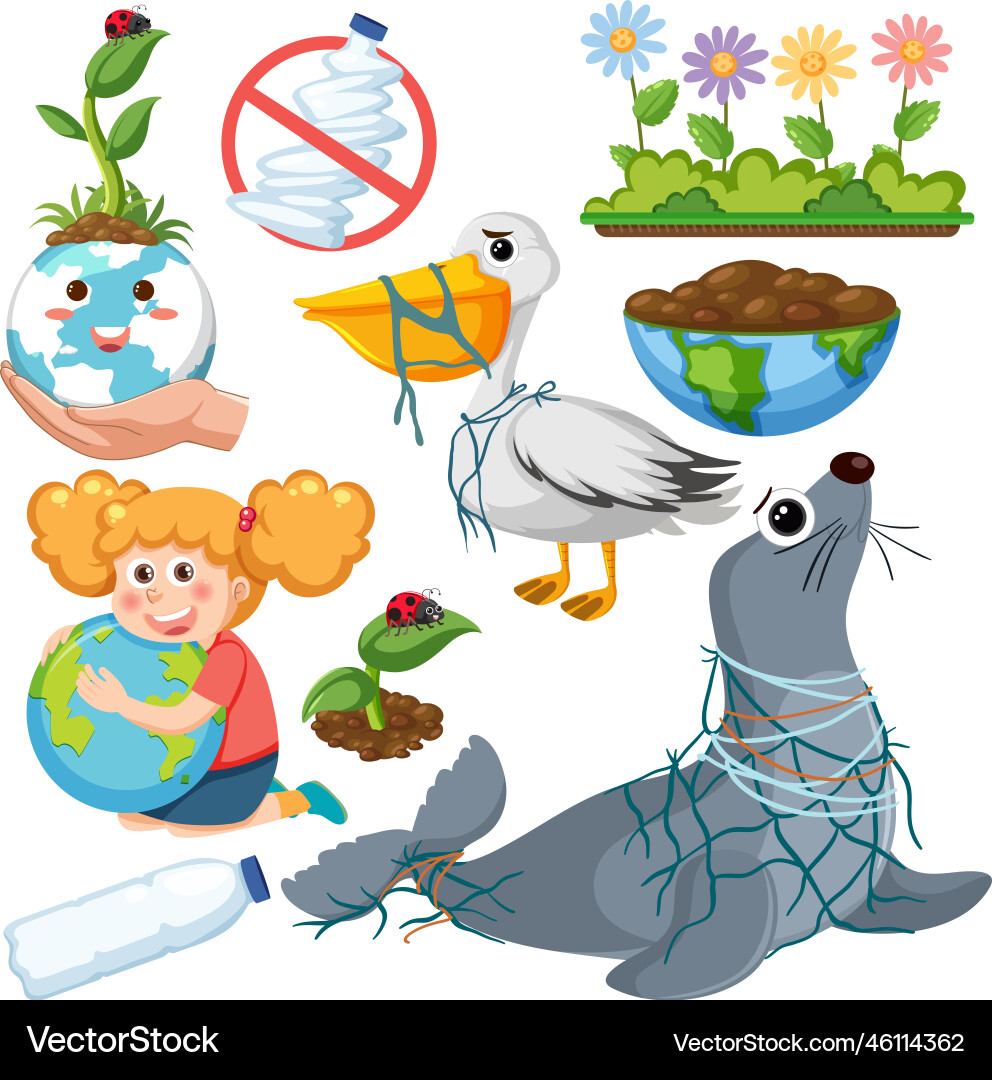 Save the earth graphics and icons collection Vector Image