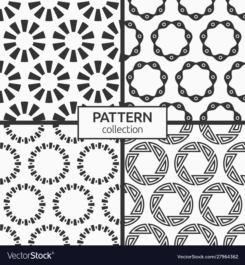 Set four seamless patterns repeating round Vector Image