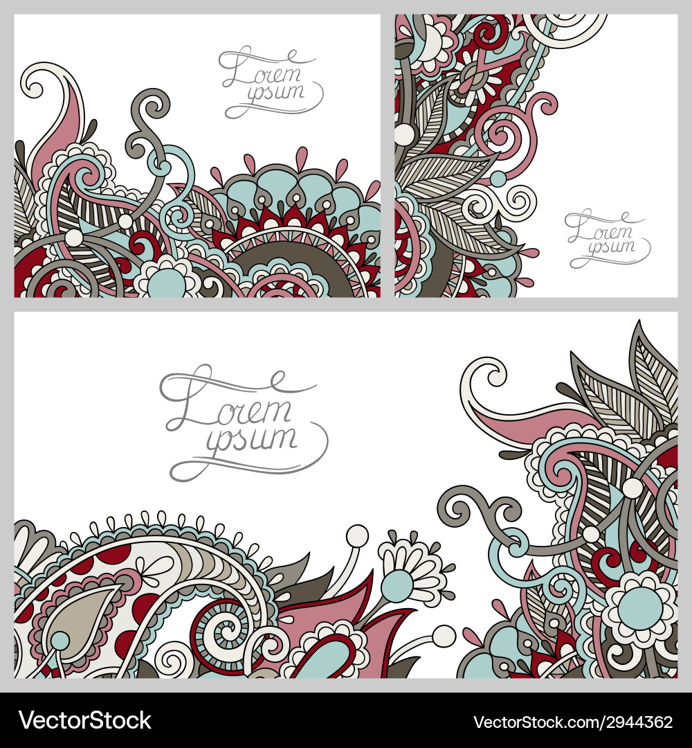Set of floral decorative background template frame
