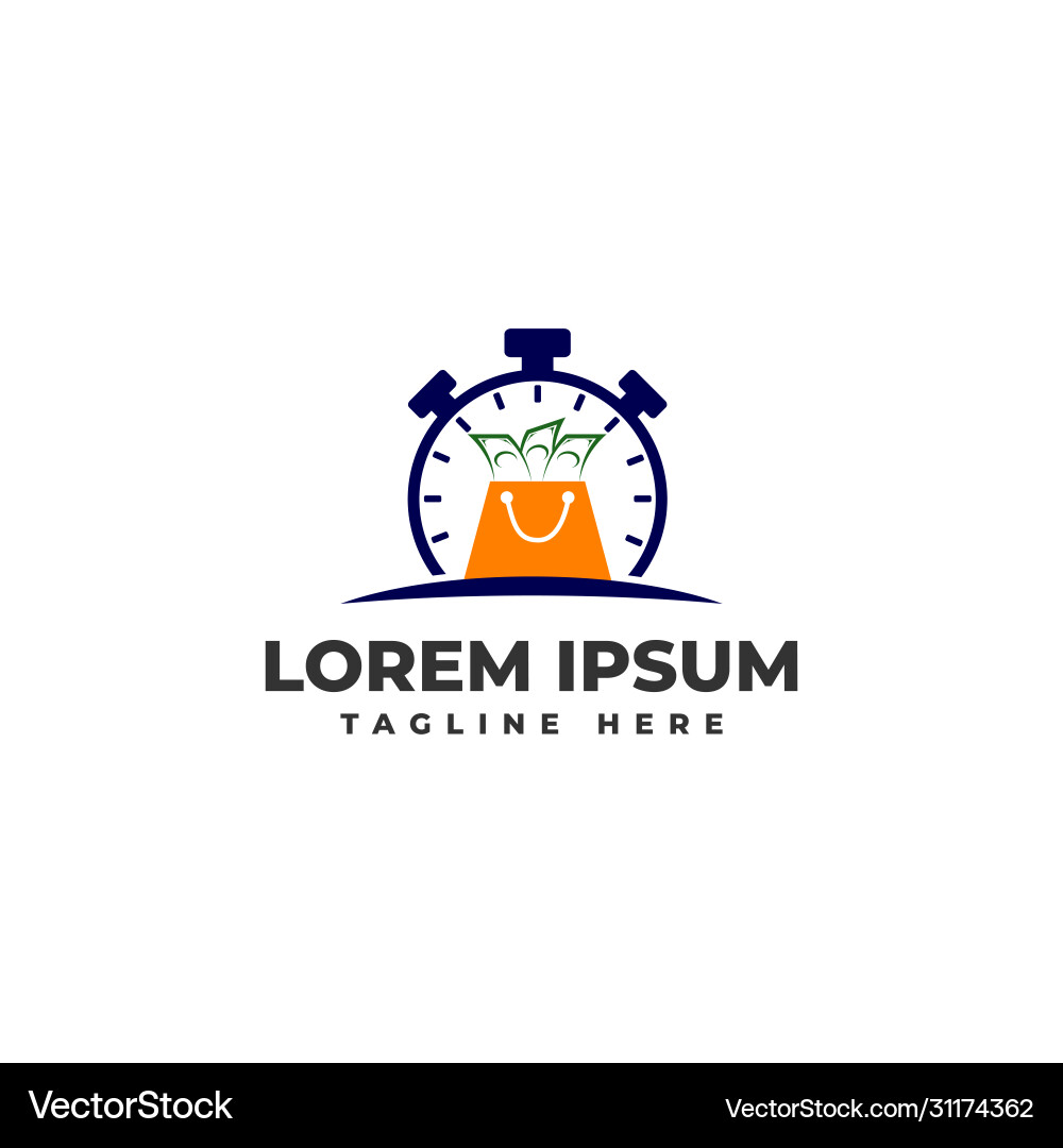 Time shopping with saving money logo icon Vector Image