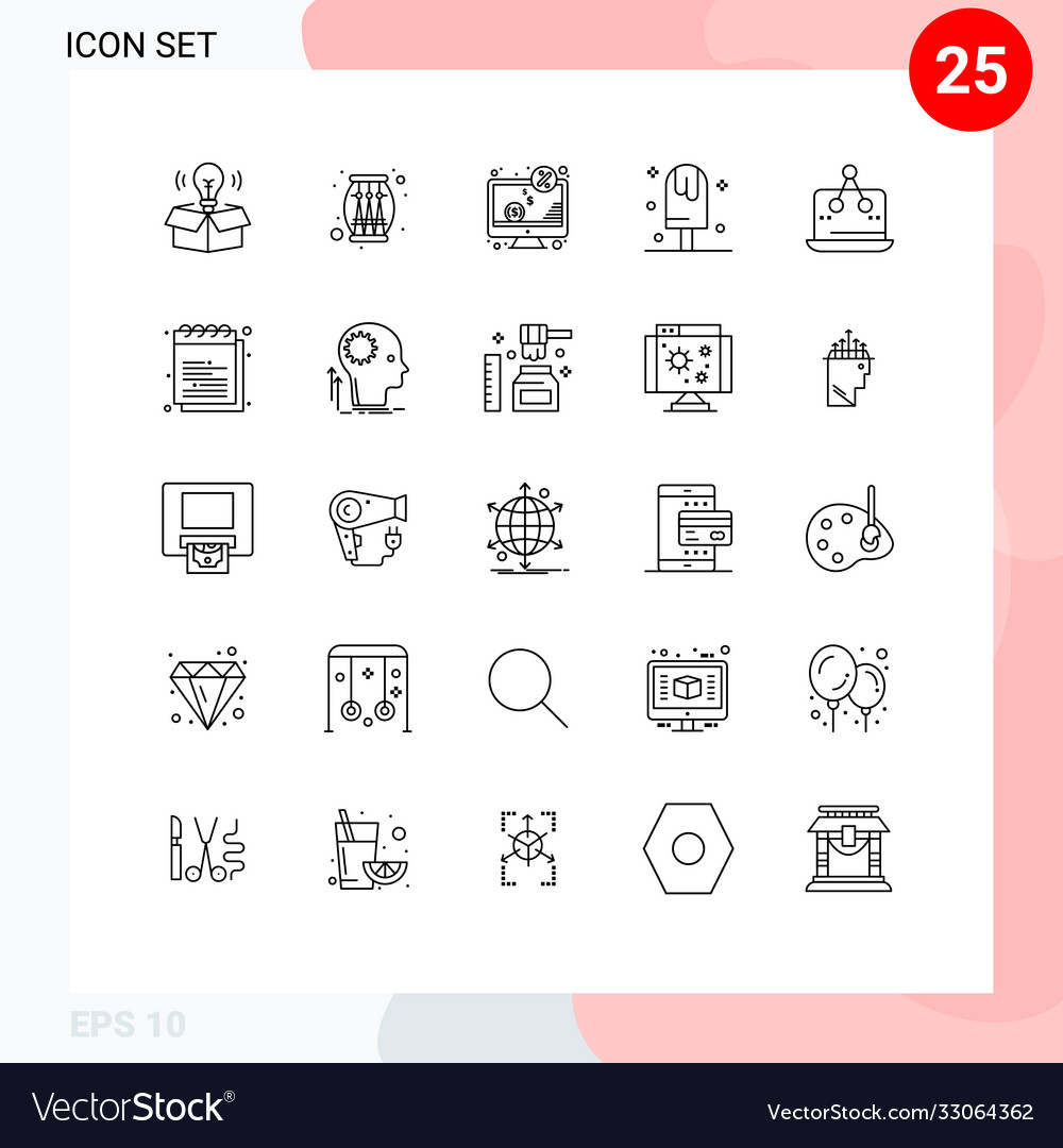 User interface pack 25 basic lines sweet Vector Image