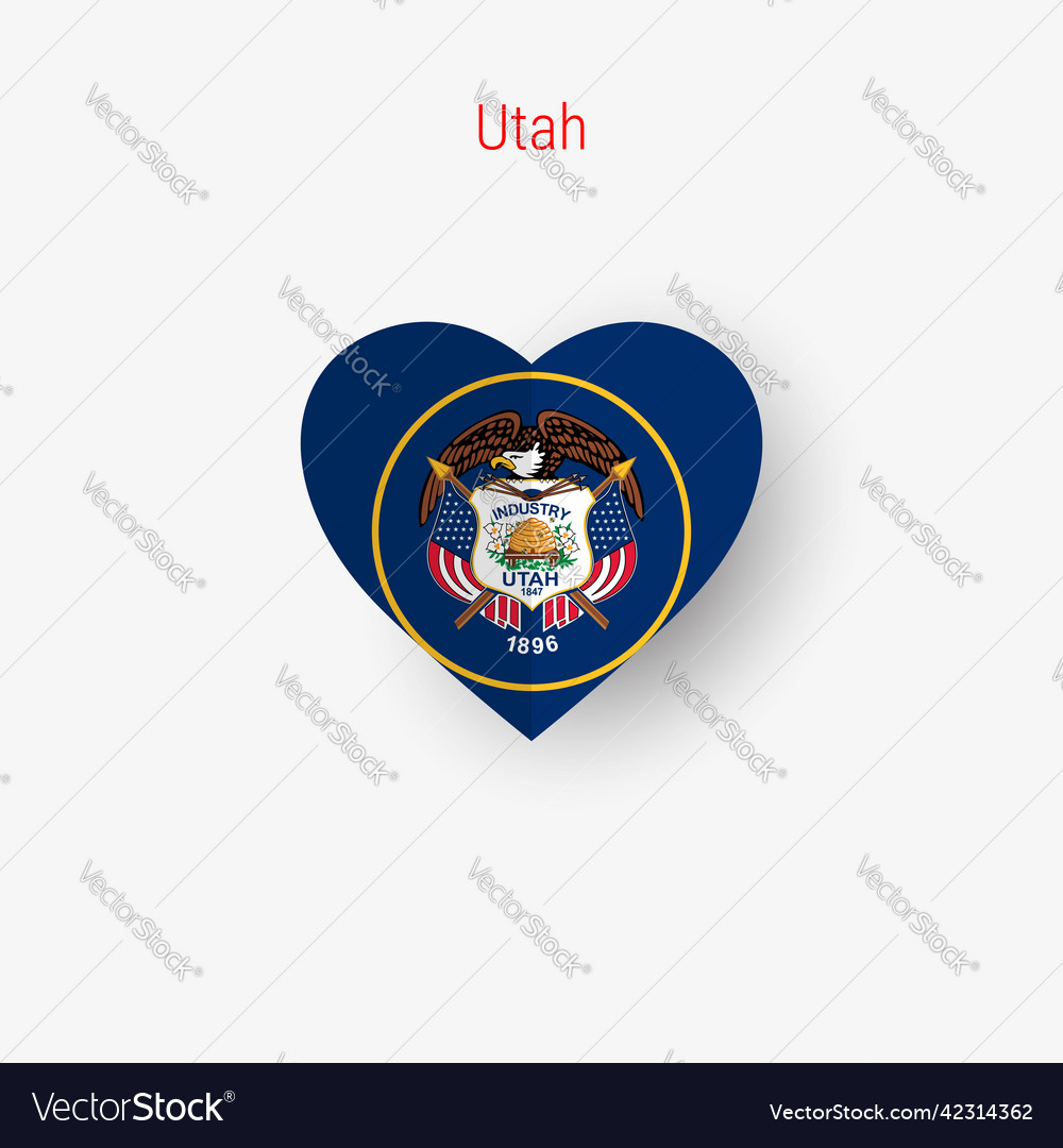 Utah us state heart shaped flag origami paper cut Vector Image