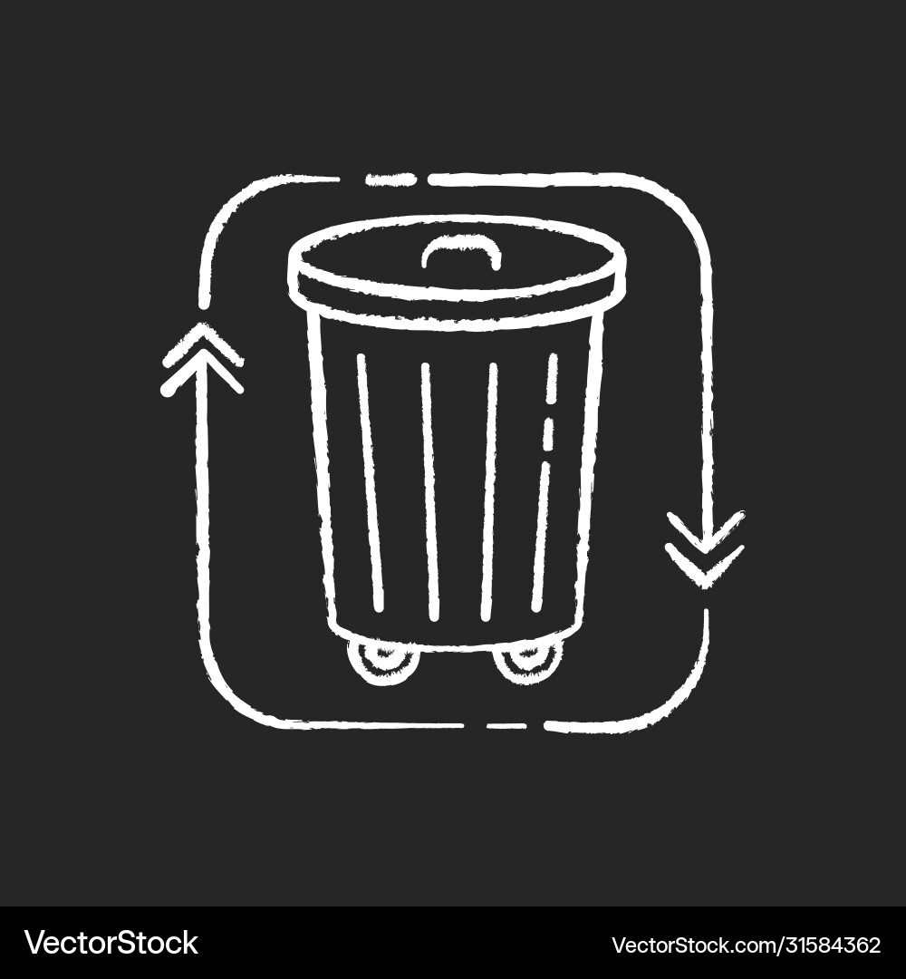 Waste disposal chalk white icon on black Vector Image