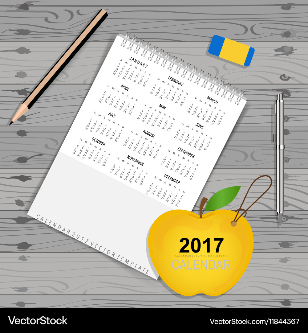 2017 calendar planner design template set of 12 Vector Image