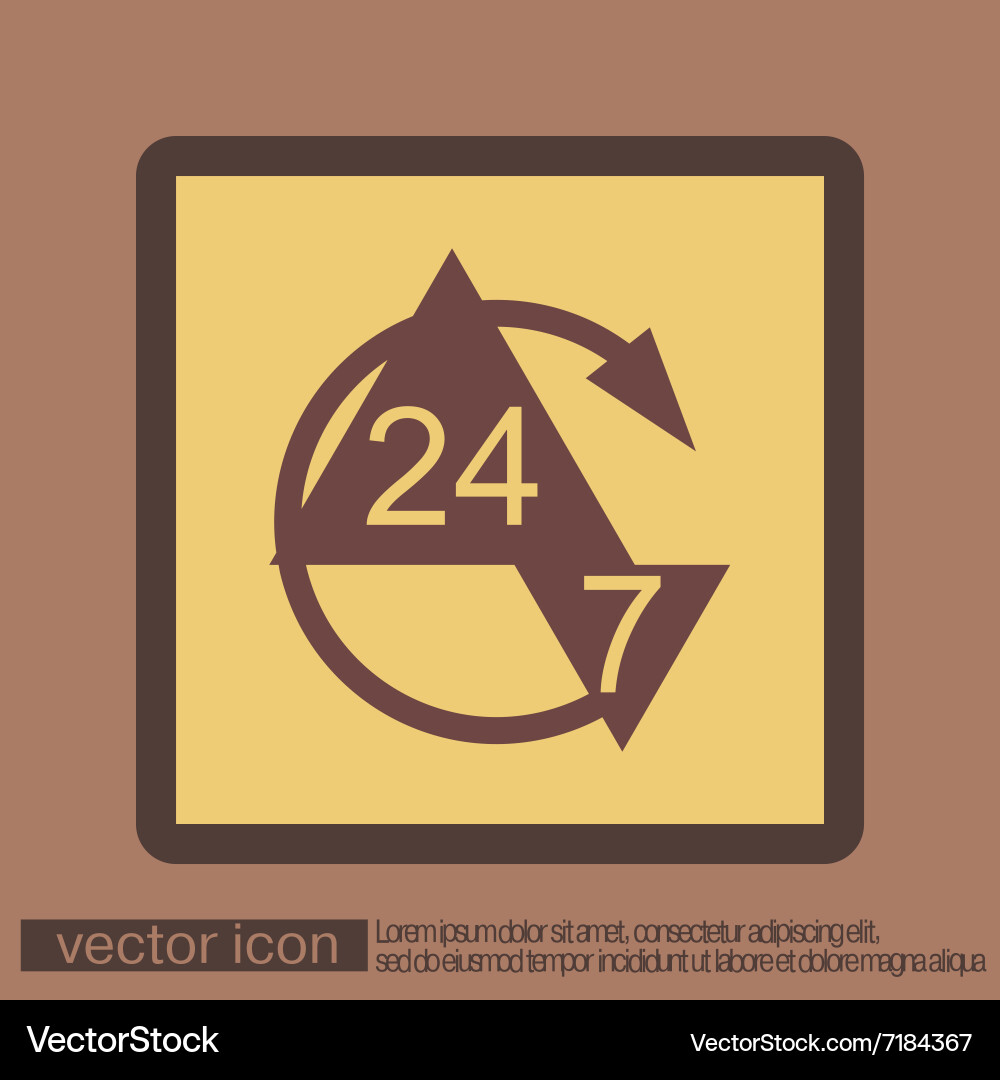 24 7 character 247 open hours a day and 7 Vector Image