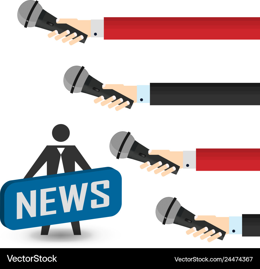A live report with button news and microphone eps Vector Image