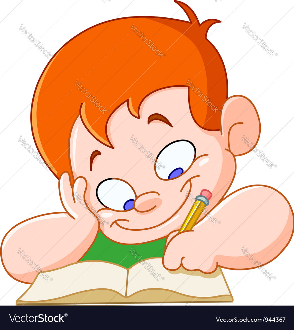 Boy studying Royalty Free Vector Image - VectorStock