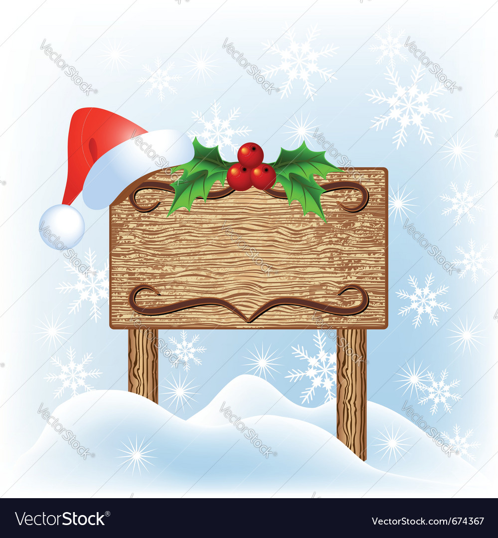 Christmas Wooden Signboard Royalty Free Vector Image