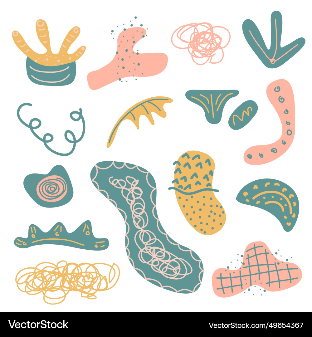 Collection of cute hand drawn flat abstract Vector Image