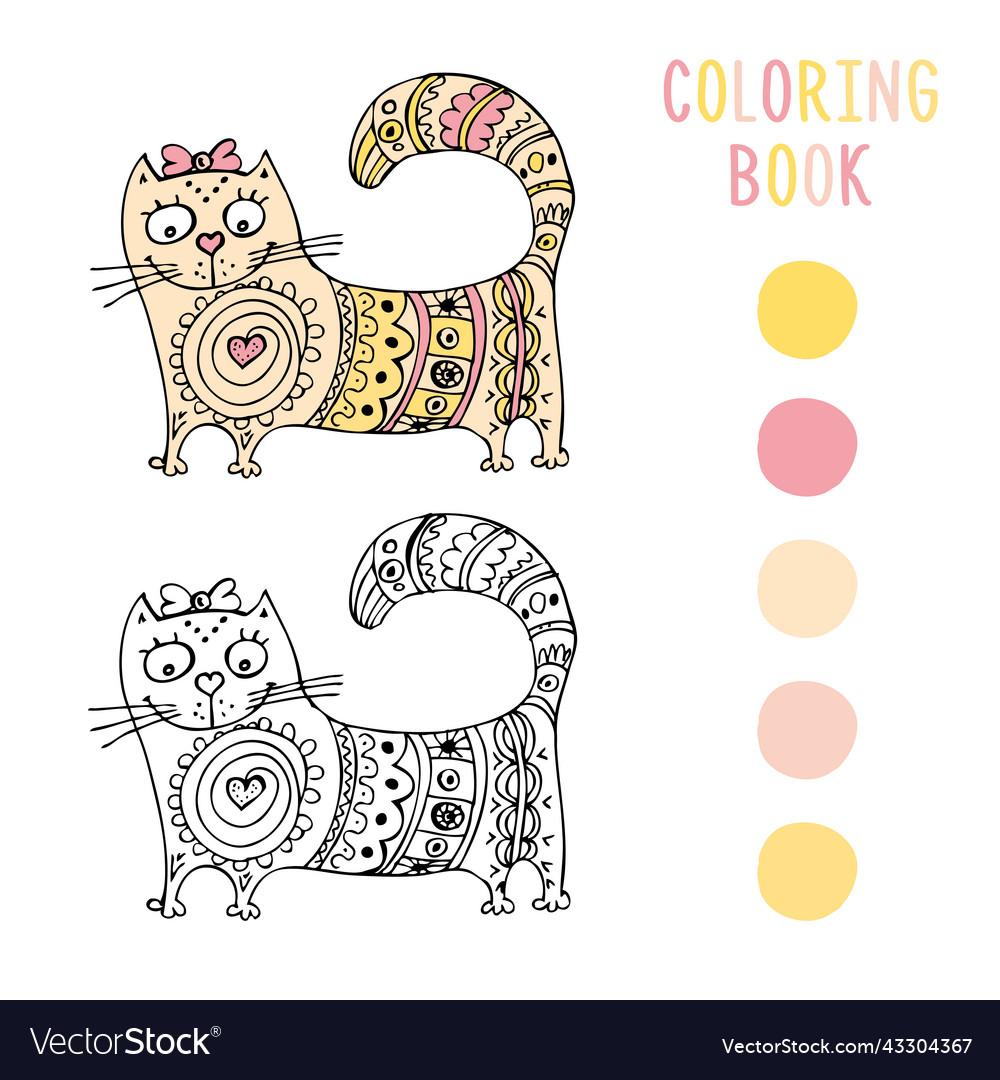 Coloring bookfunny cat Royalty Free Vector Image