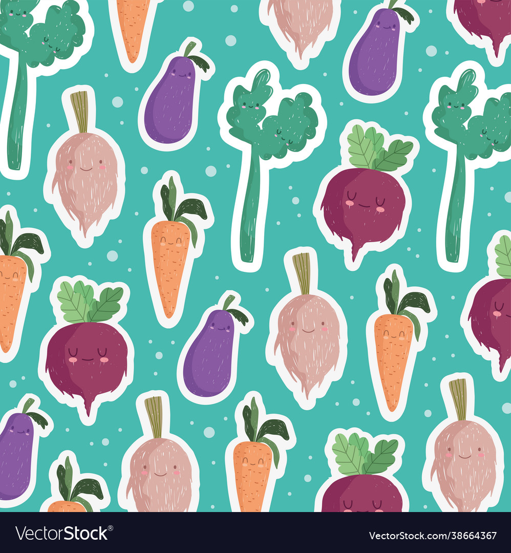 Cute vegetables pattern Royalty Free Vector Image