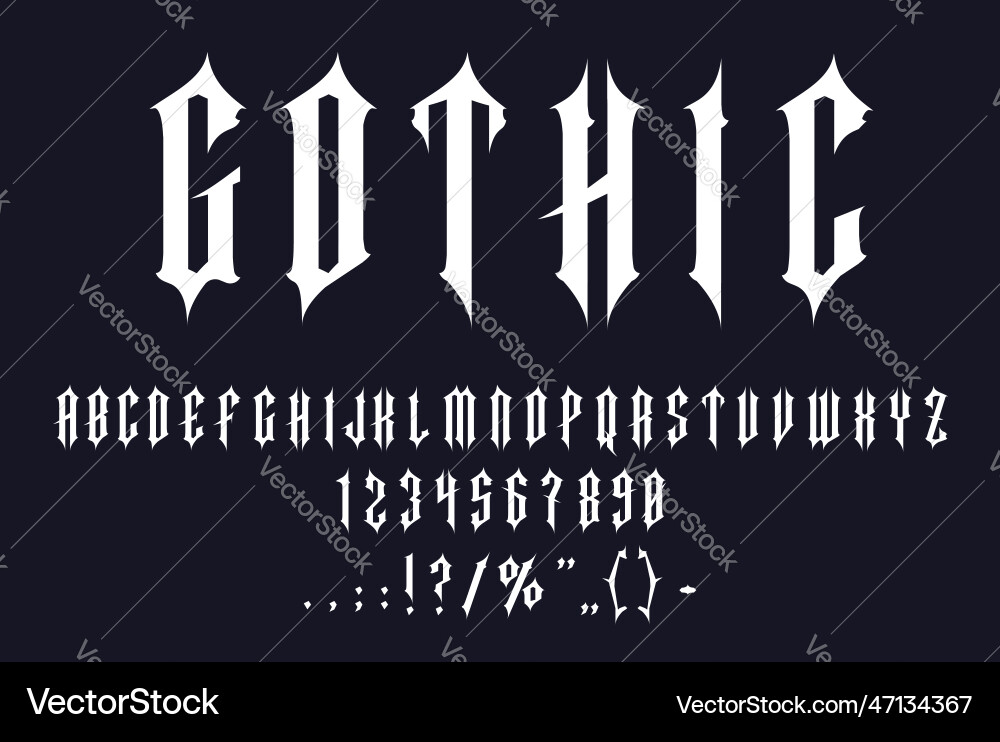 Gothic font medieval type tattoo antique letters Vector Image