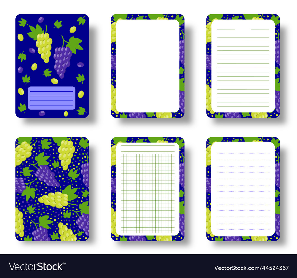 Grape fruit notebook cover notepad diary pattern Vector Image
