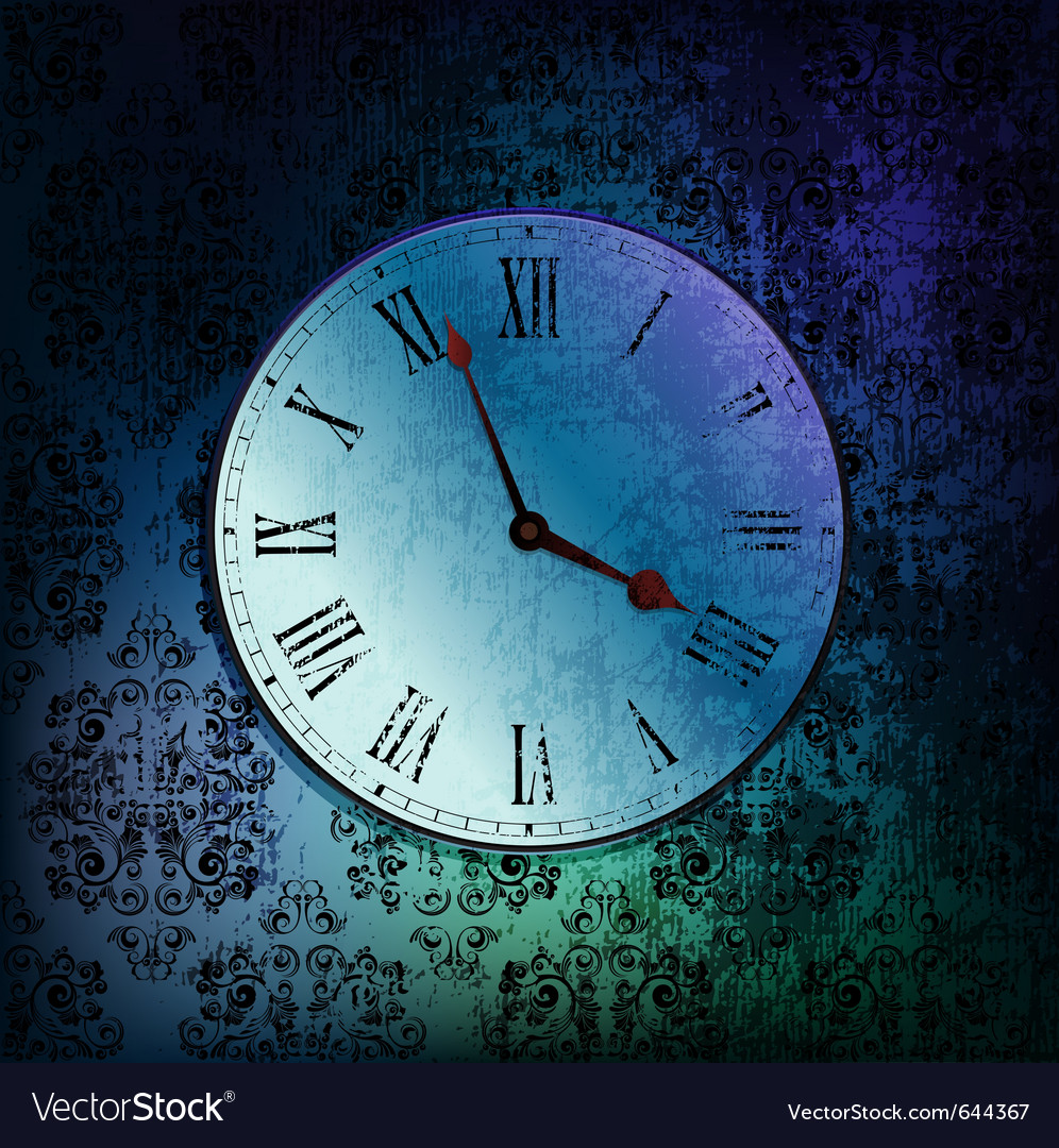 Grungy clock Royalty Free Vector Image - VectorStock