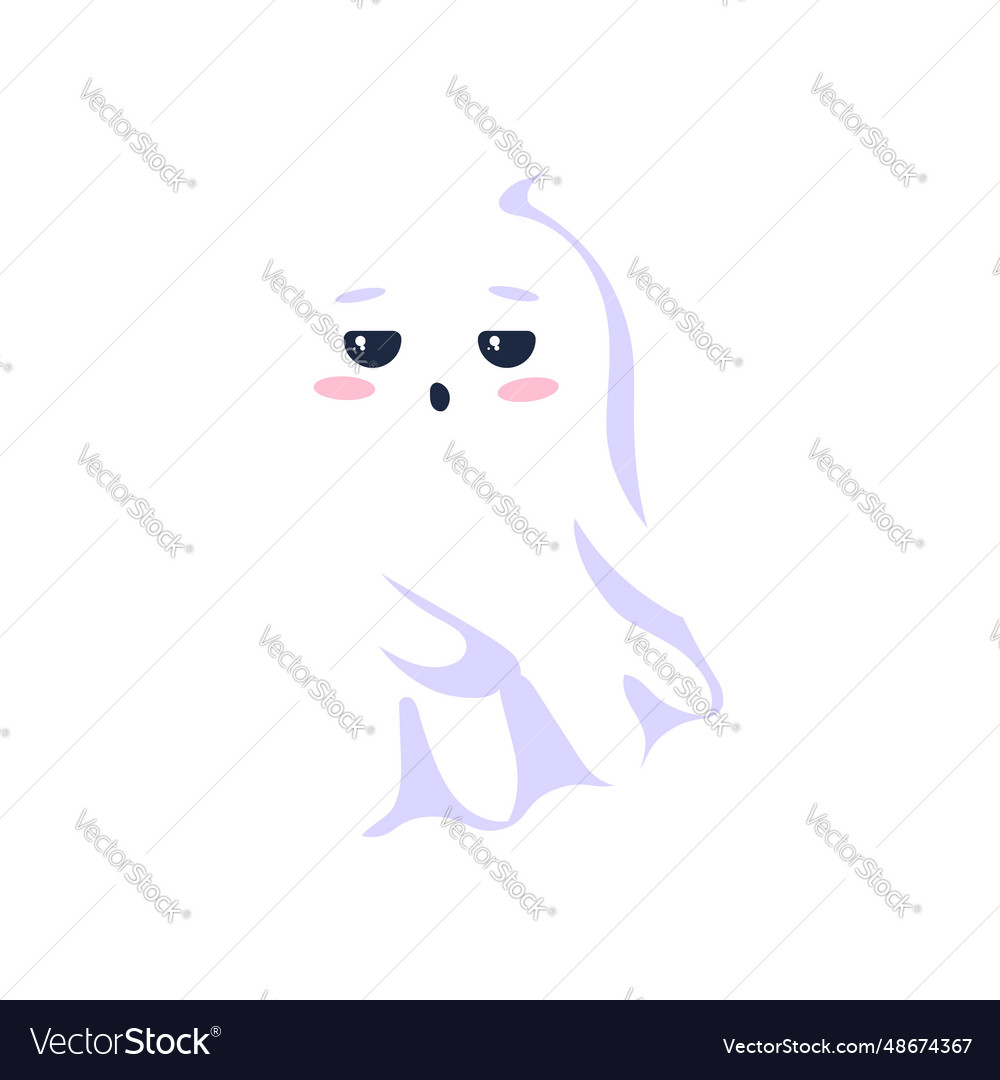 Halloween kawaii ghost with cute rosy cheeks Vector Image