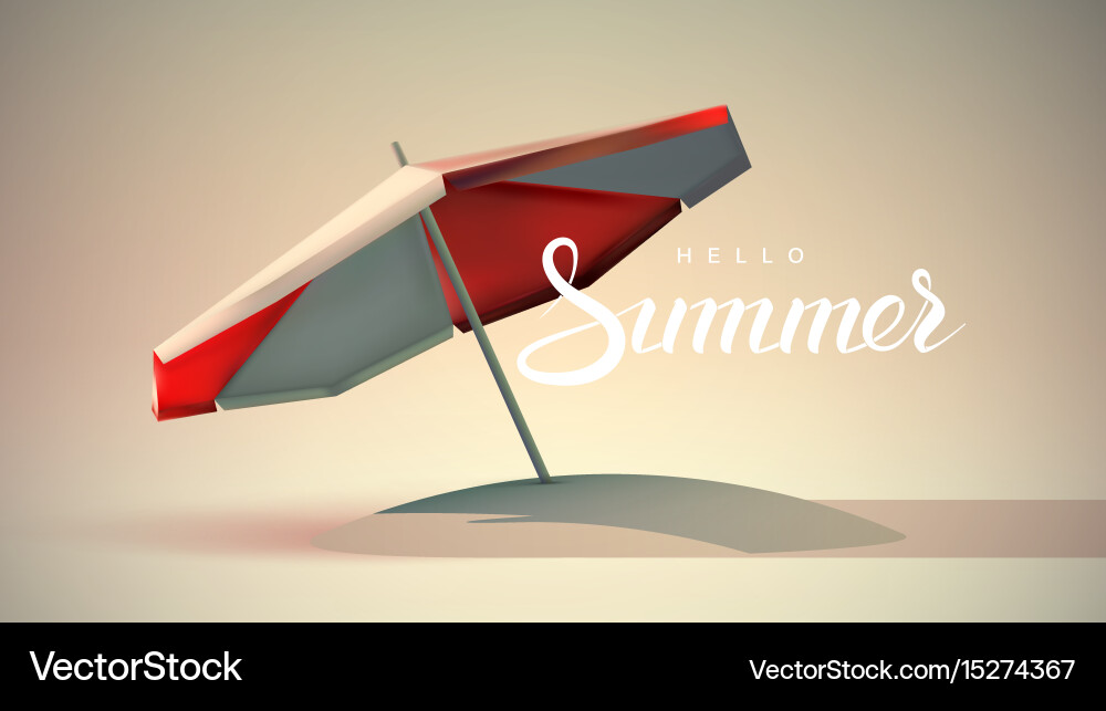 Hello summer lettering label with red and white Vector Image