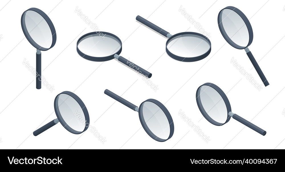 Isometric magnifying glass magnifier or loupe Vector Image
