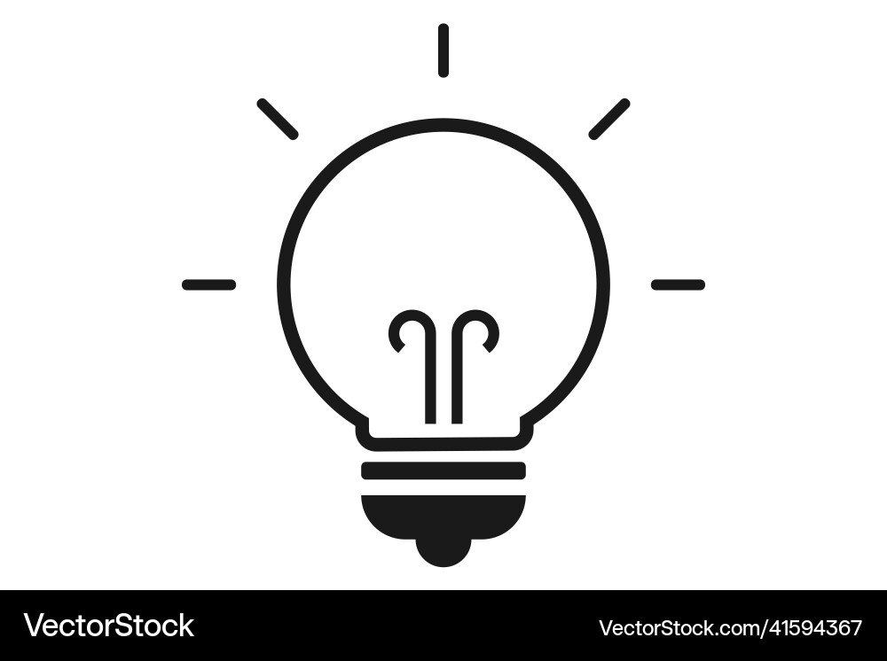 Lamp symbol black bulb icon idea transparent Vector Image