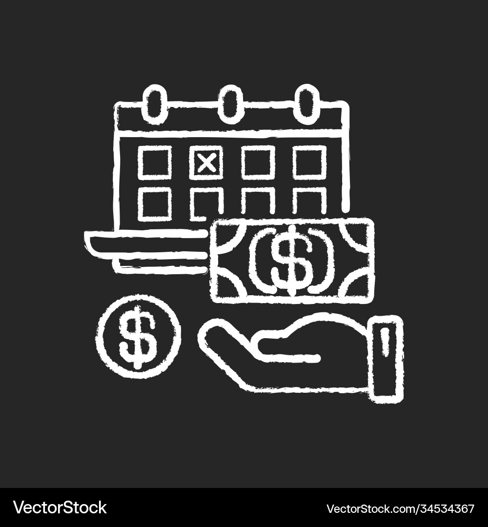 Monthly payment chalk white icon on black Vector Image